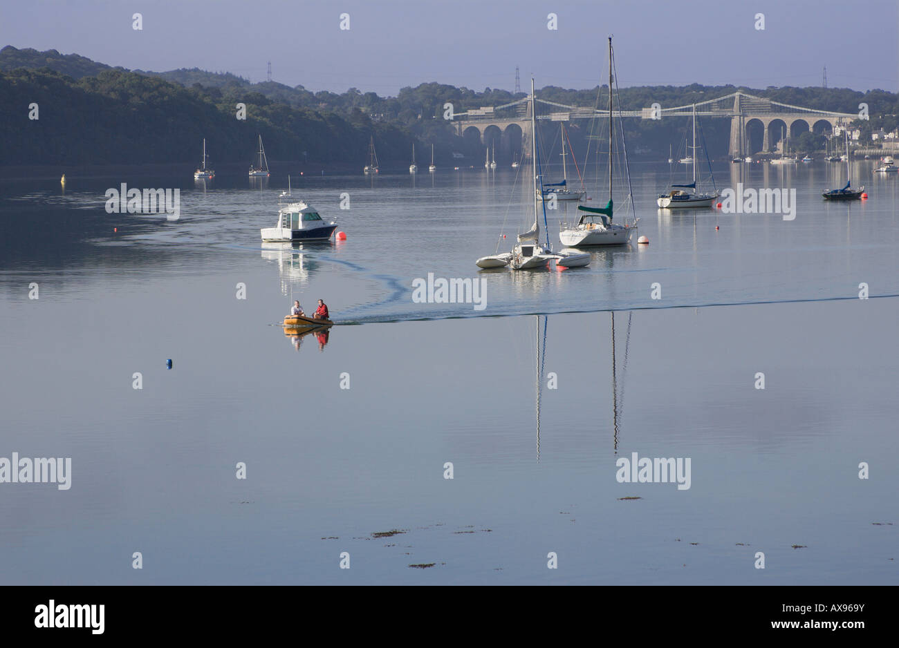 Menai bridge north wales boat hi-res stock photography and images - Alamy