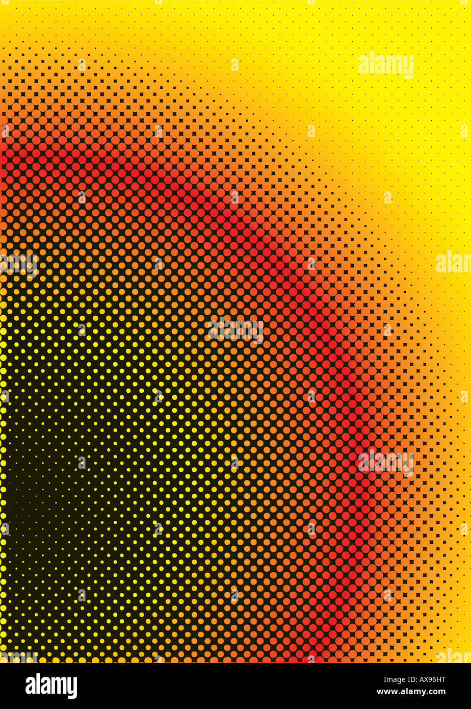 Halftone inspired abstract background in red yellow and black Stock ...