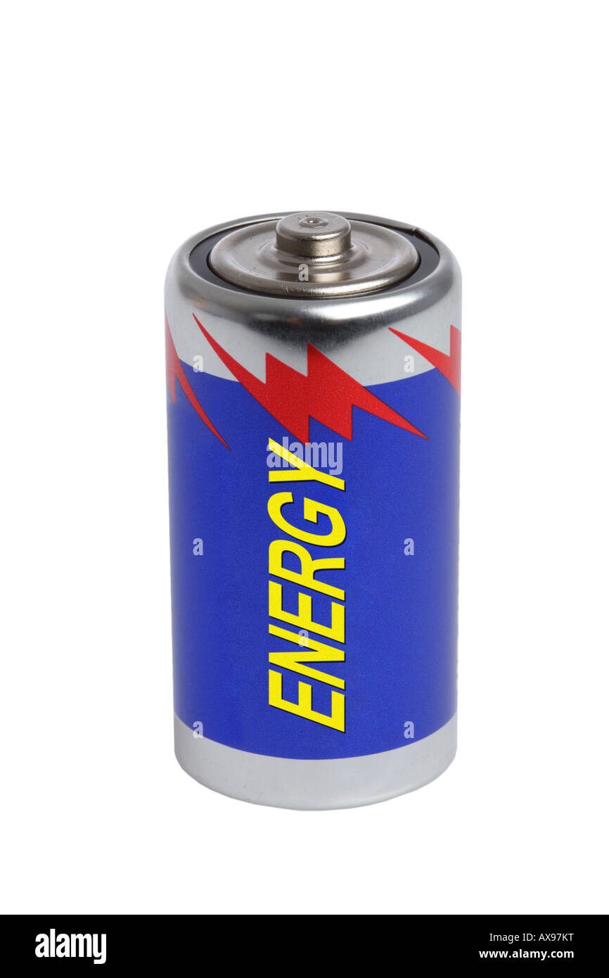 ENERGY battery cut out on white background Stock Photo - Alamy