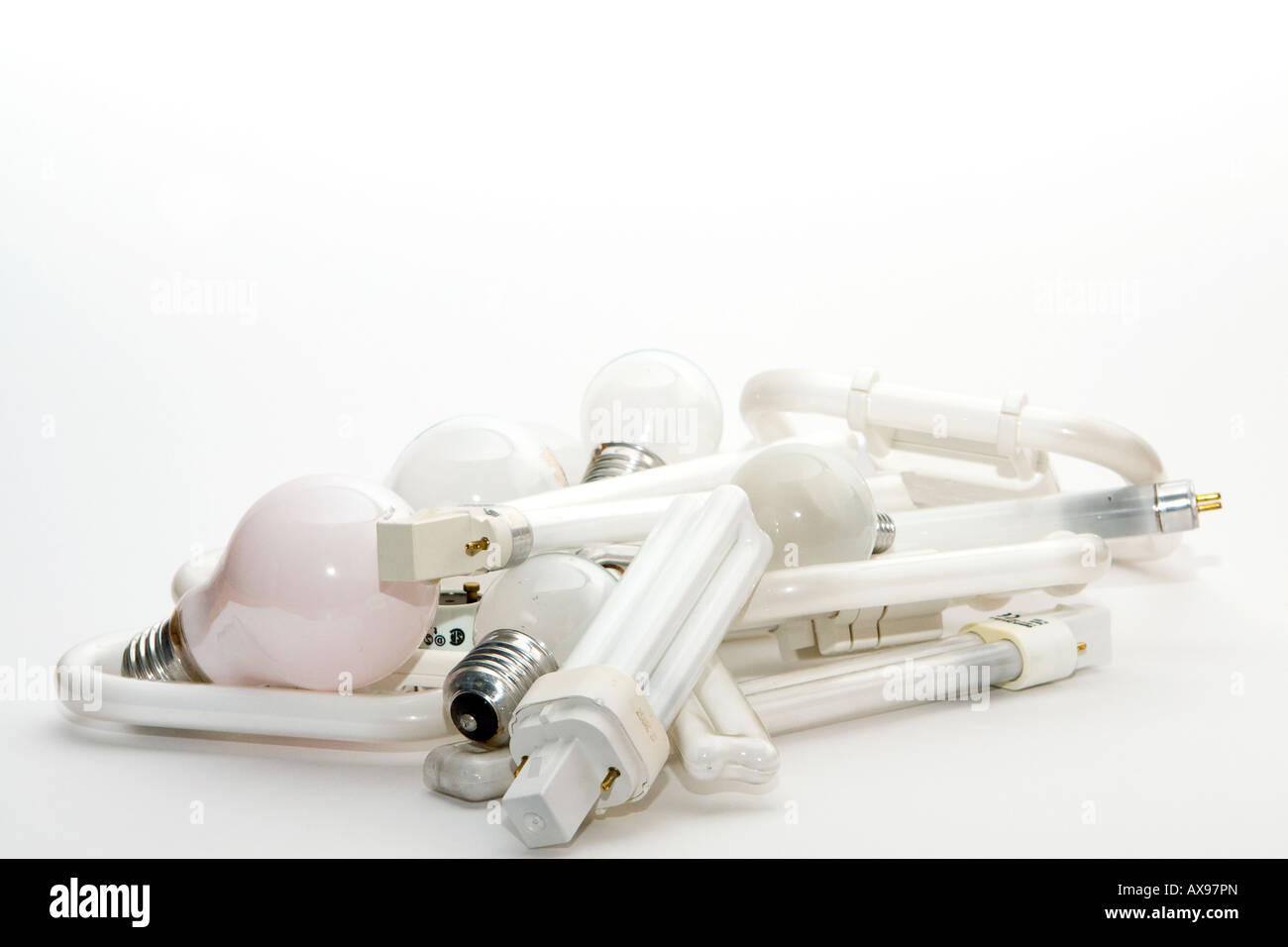 Fluorescent lamp for recycling on white background Stock Photo - Alamy