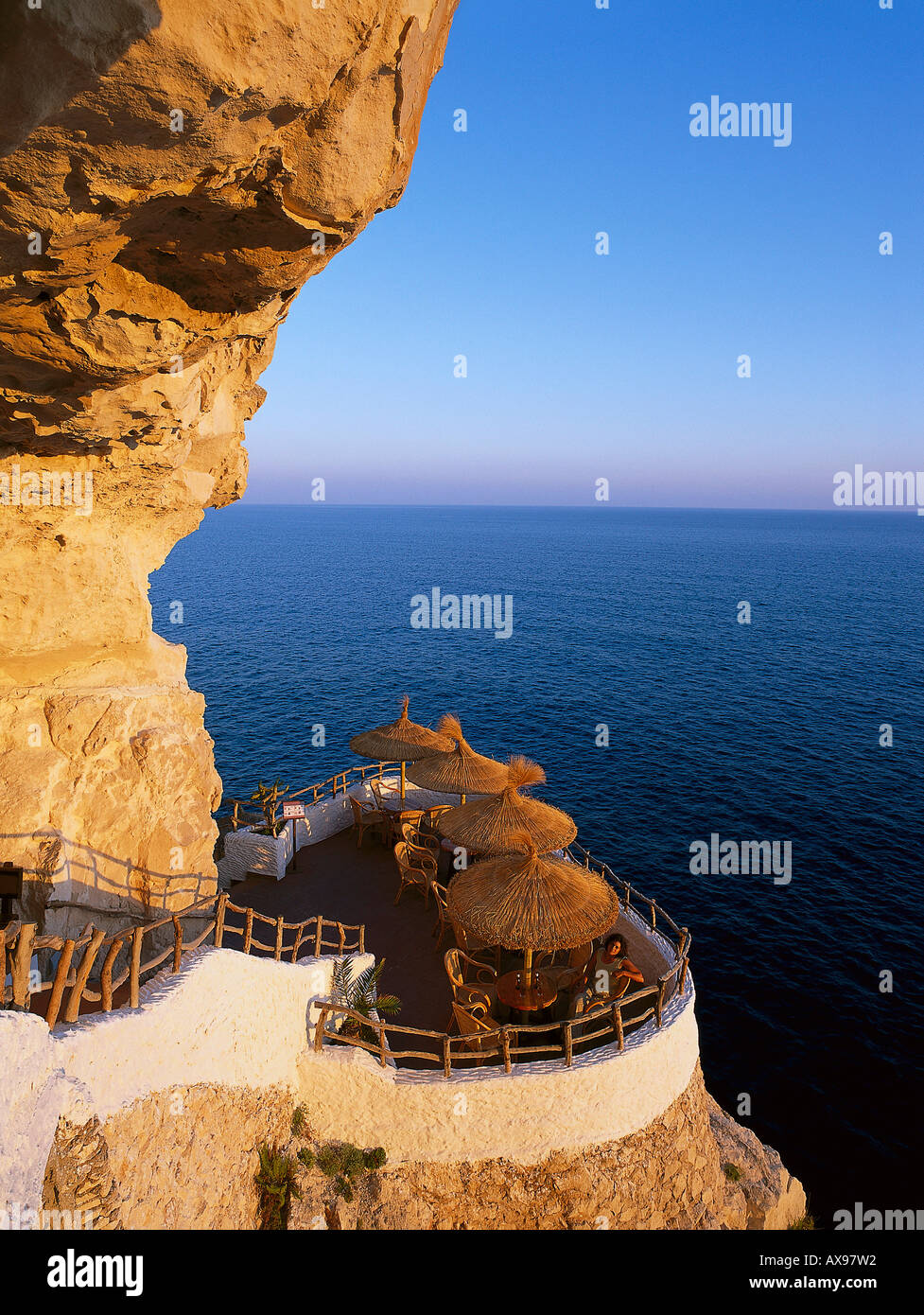 Cova d'es Xoroi, Cave and terace at the steep coast, Bar, Disco, Cala ...