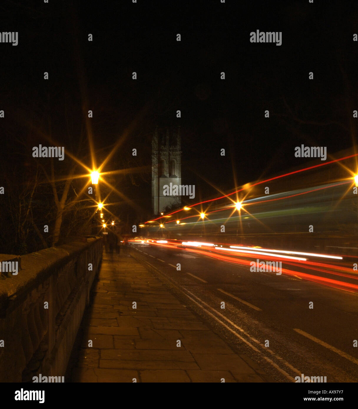 Magdalen Tower at night from Magdalen Bridge Stock Photo - Alamy