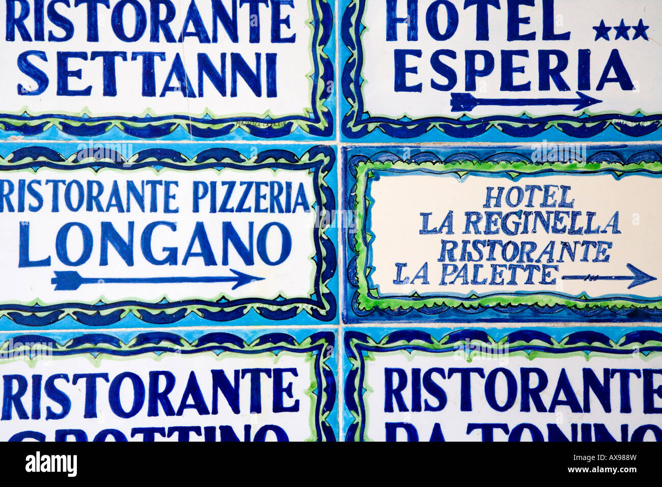 Painted tile business signs Capri Italy Stock Photo - Alamy