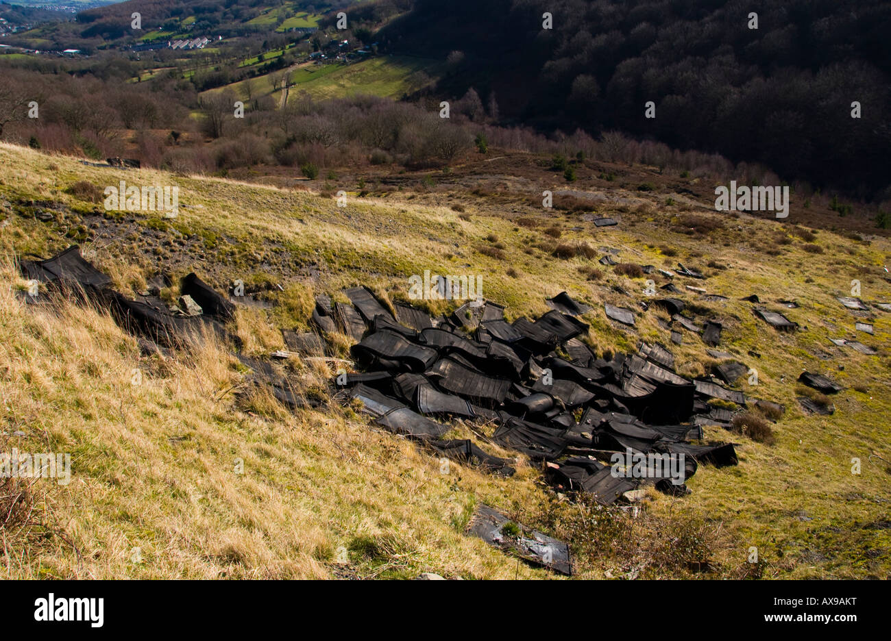 Rubber belt at former Llanerch Colliery in Blaenserchan valley ...