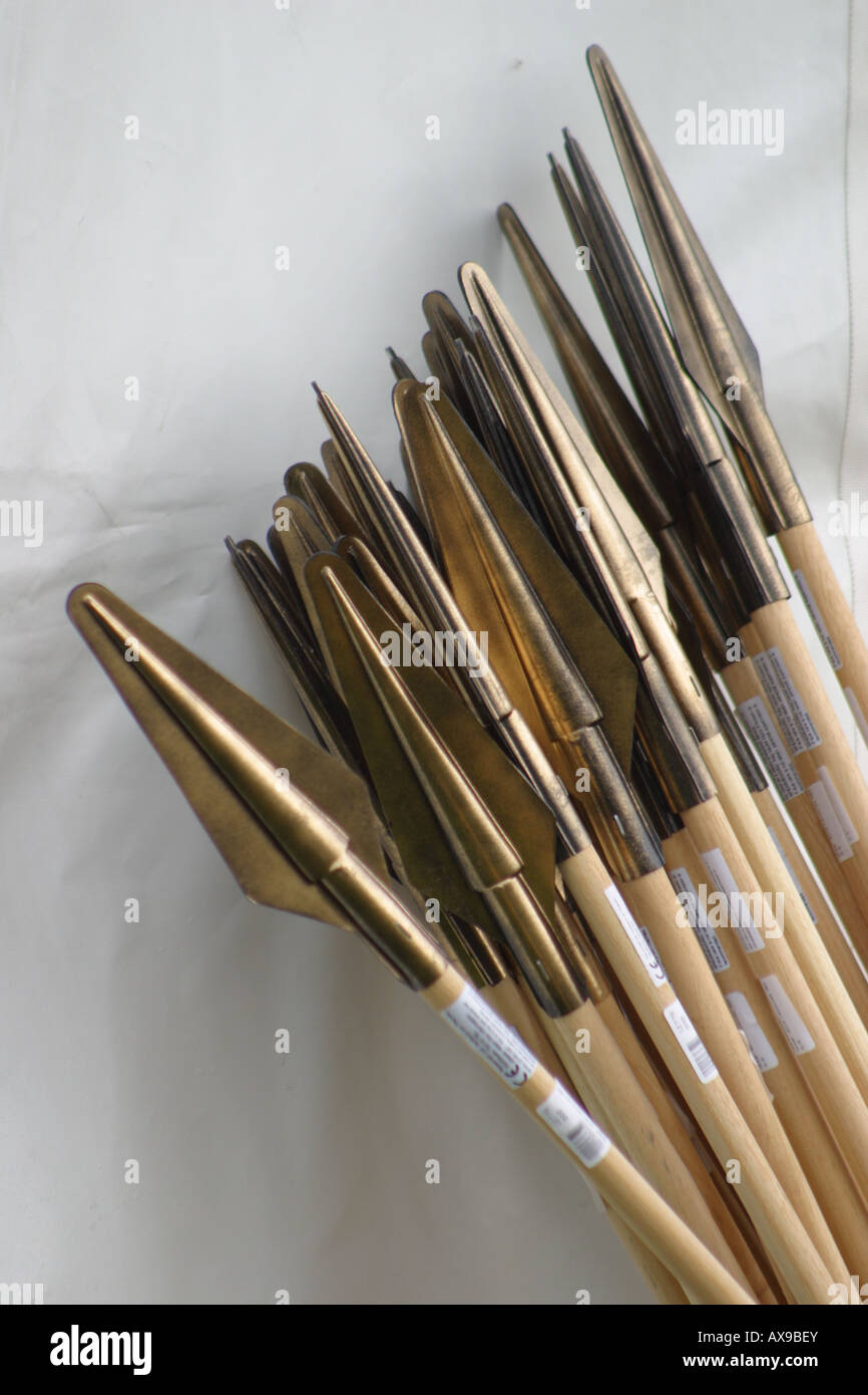 rack of metal tipped arrows shafts Stock Photo - Alamy