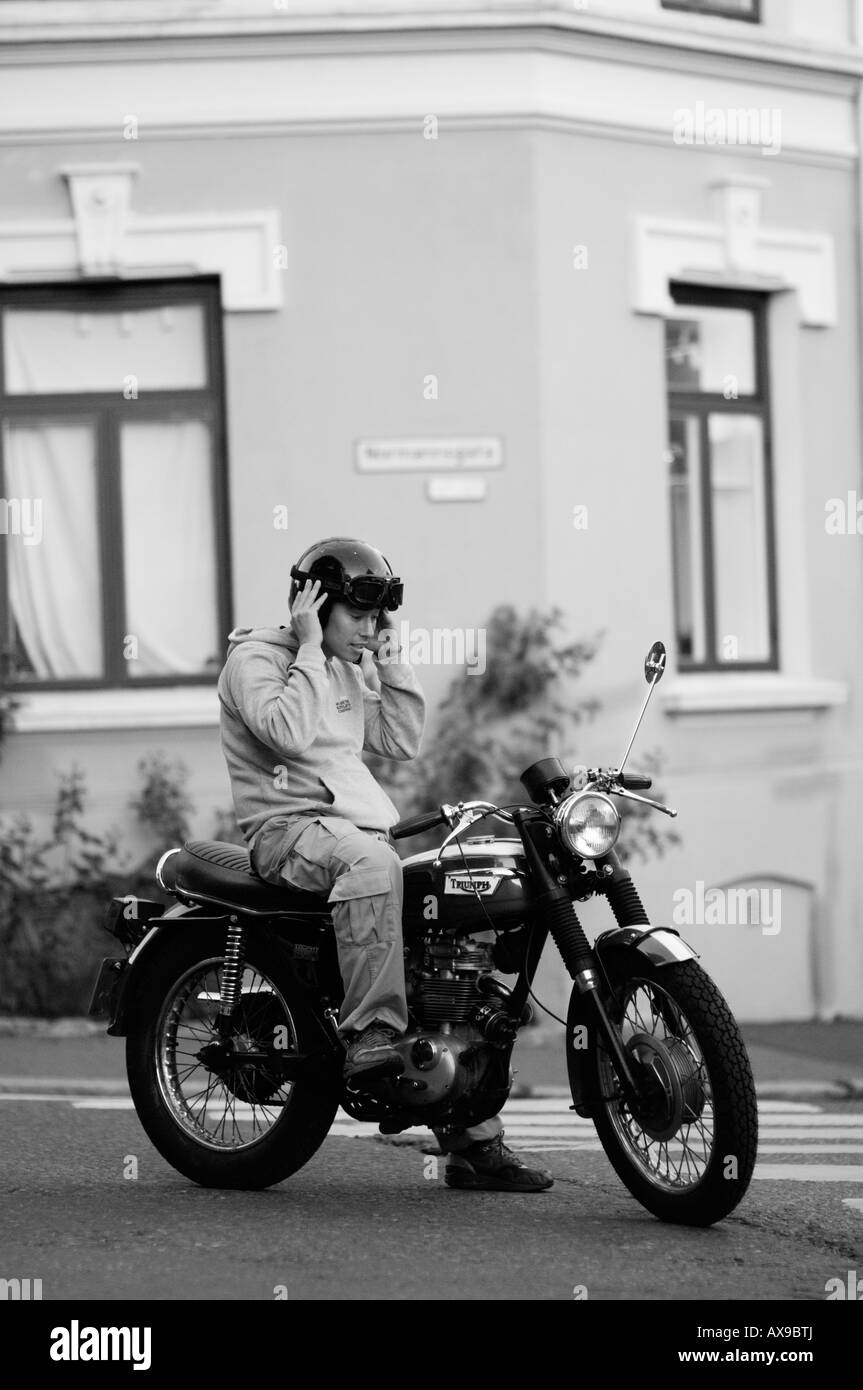 Vintage triumph motorcycle Black and White Stock Photos & Images - Alamy