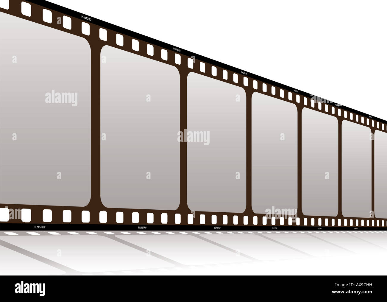 Piece of film standing up with a drop shadow and white background Stock ...