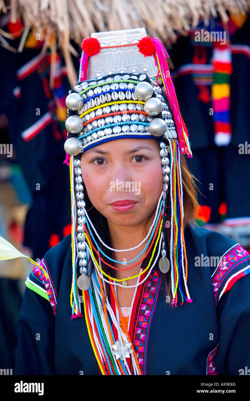 akha woman portrait near Chiang Rai in north thailand Stock Photo - Alamy