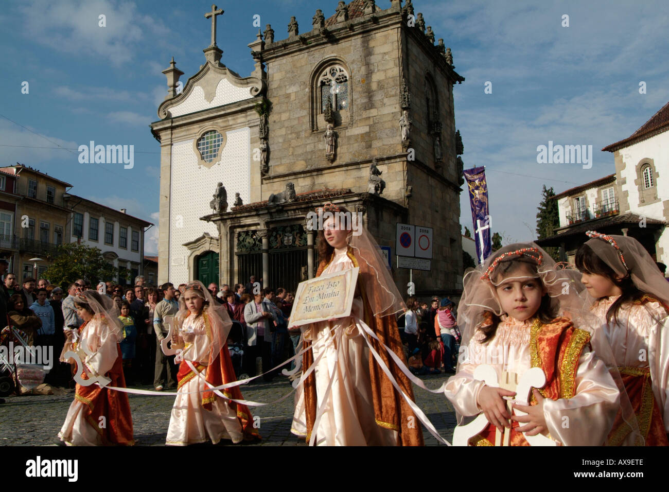 Kids in a procession in the Holy Week of Braga, Portugal Stock Photo ...