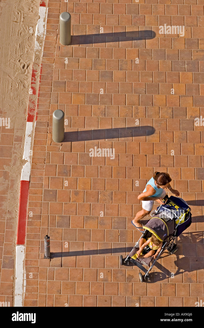 People on the Natanya beach promenade Israel as seen from above Stock ...