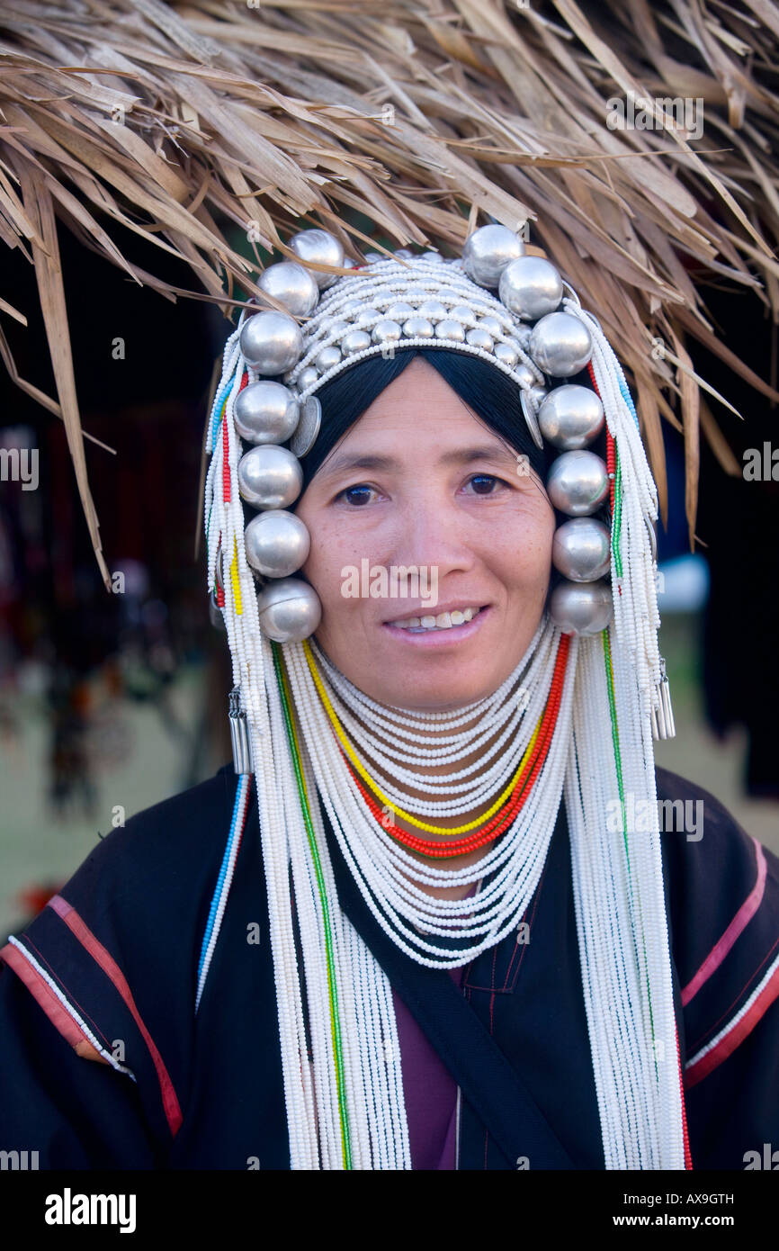 akha woman portrait near Chiang Rai in north thailand Stock Photo - Alamy