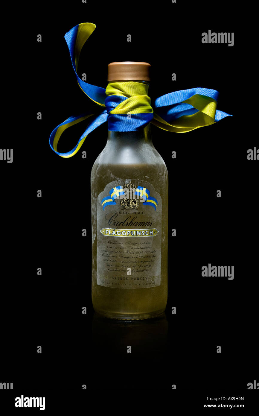 Closeup of a bottle of Flaggpunsch Stock Photo - Alamy