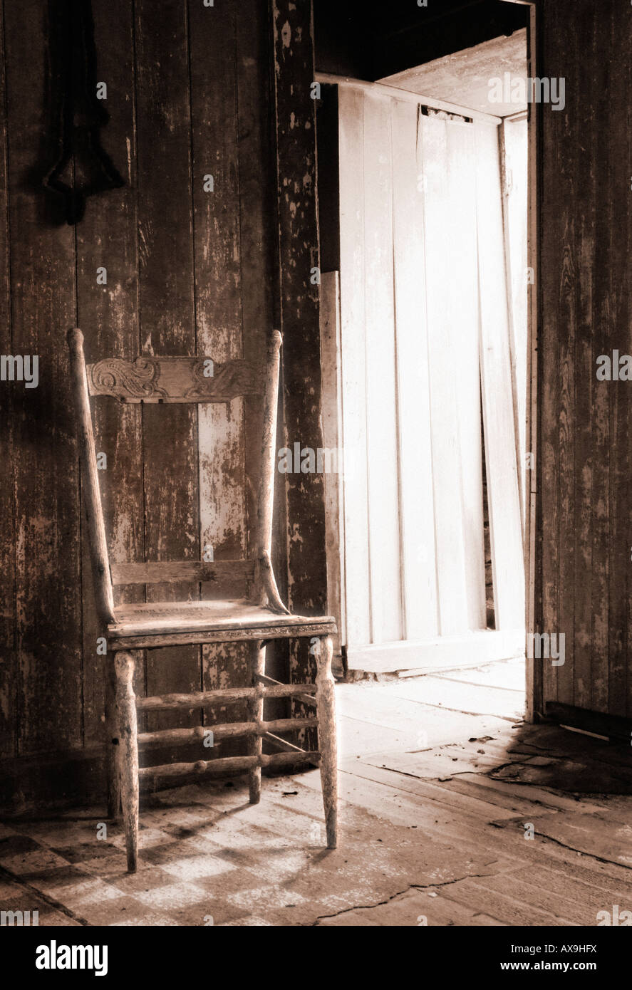 Door & Chair photographed in Infrared Stock Photo - Alamy