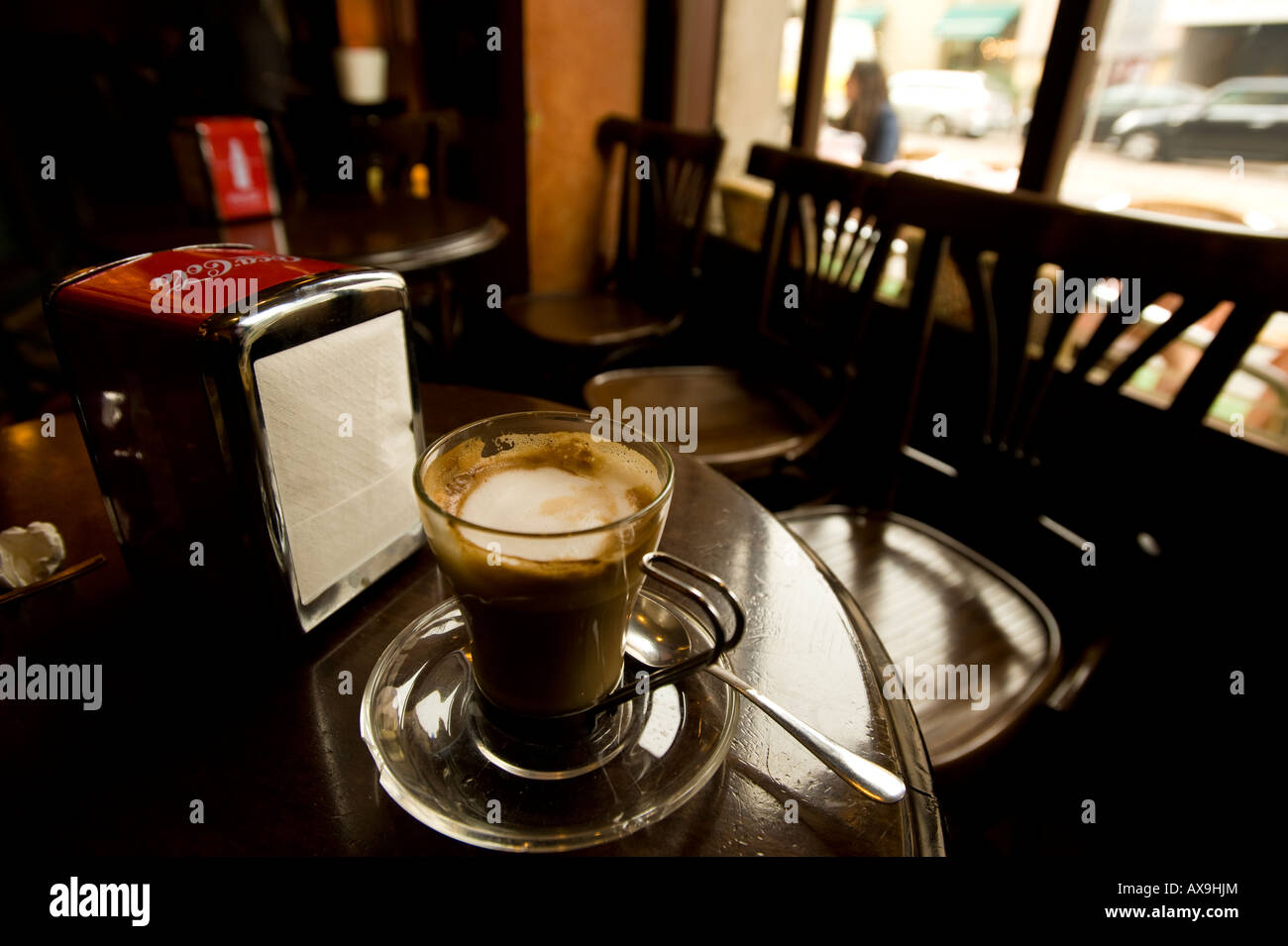 CAFE LATTE ON CAFFE TABLE MILAN ITALY Stock Photo - Alamy