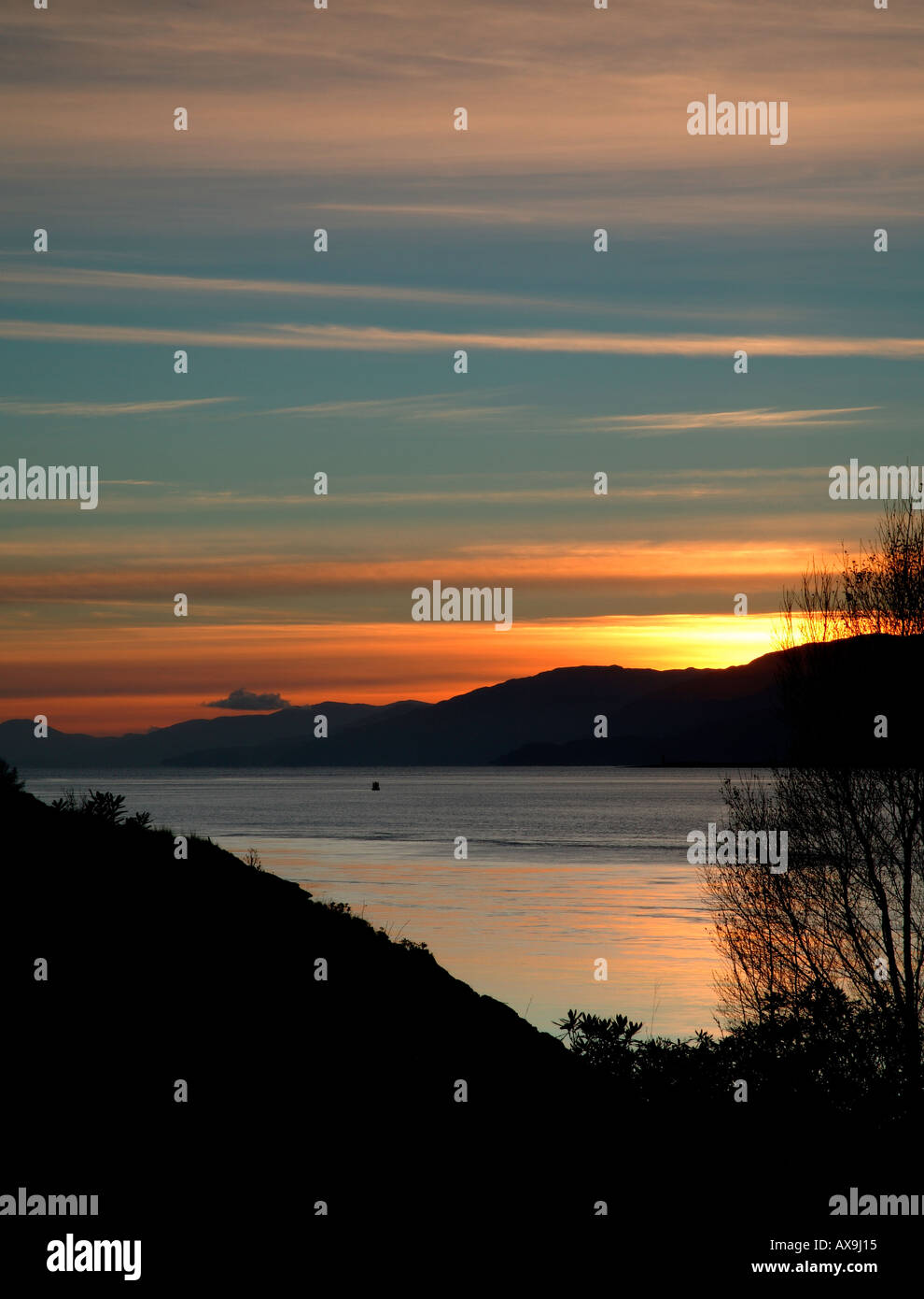 Sunset, Corran Narrows, Highlands, Scotland Stock Photo - Alamy