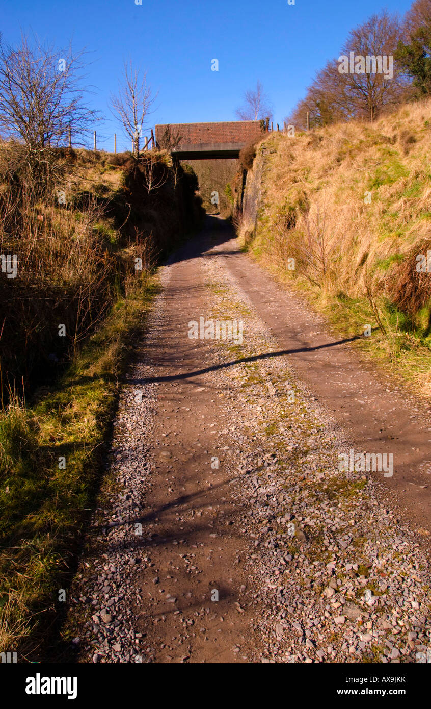 Former rail track from Blaenserchan Colliery with bridge over near ...