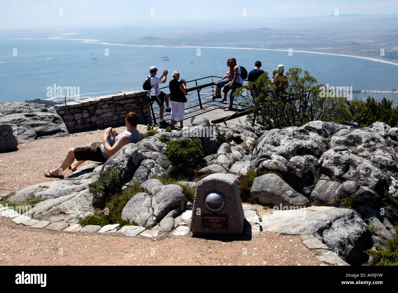 tourists at a lookout point on top of table mountain table mountain ...