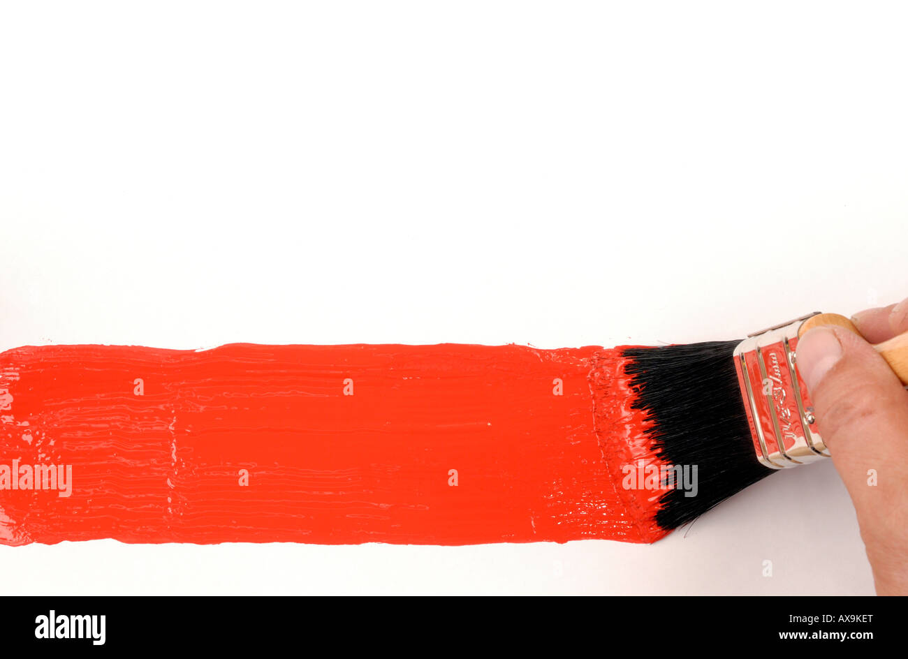 Painting a red line Stock Photo - Alamy