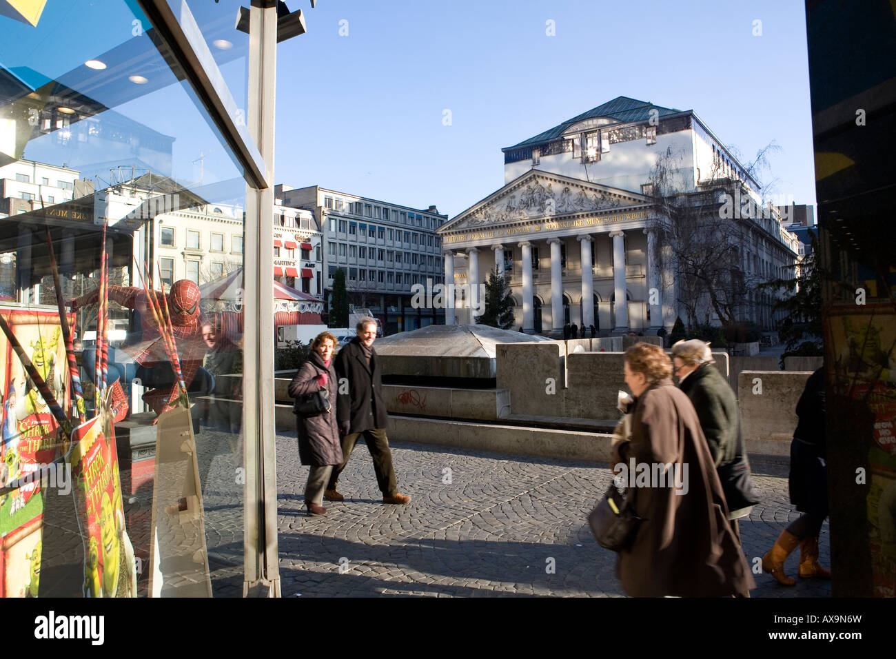 People walking around the Opera in Brussels Stock Photo - Alamy