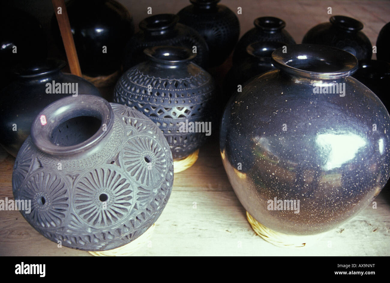Black pottery in Dona Rosa"s workshop in the village of San Bartolo ...
