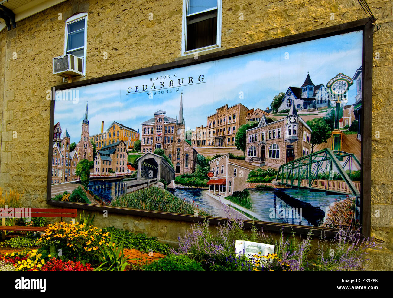 Mural showing the town of Cedarburg WI a historic town on the National ...