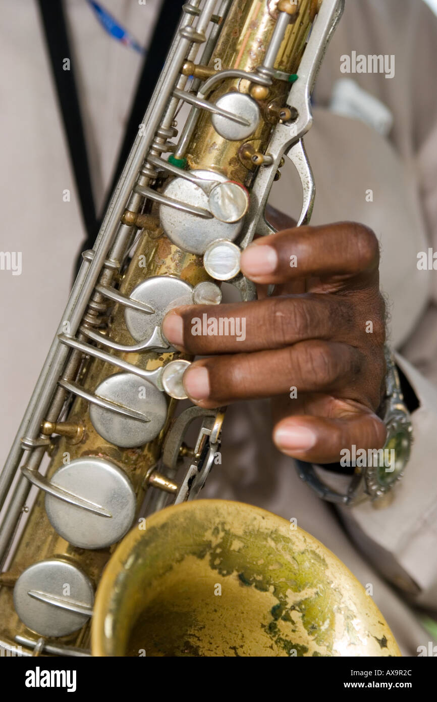 Close up of sax player s hands Stock Photo - Alamy
