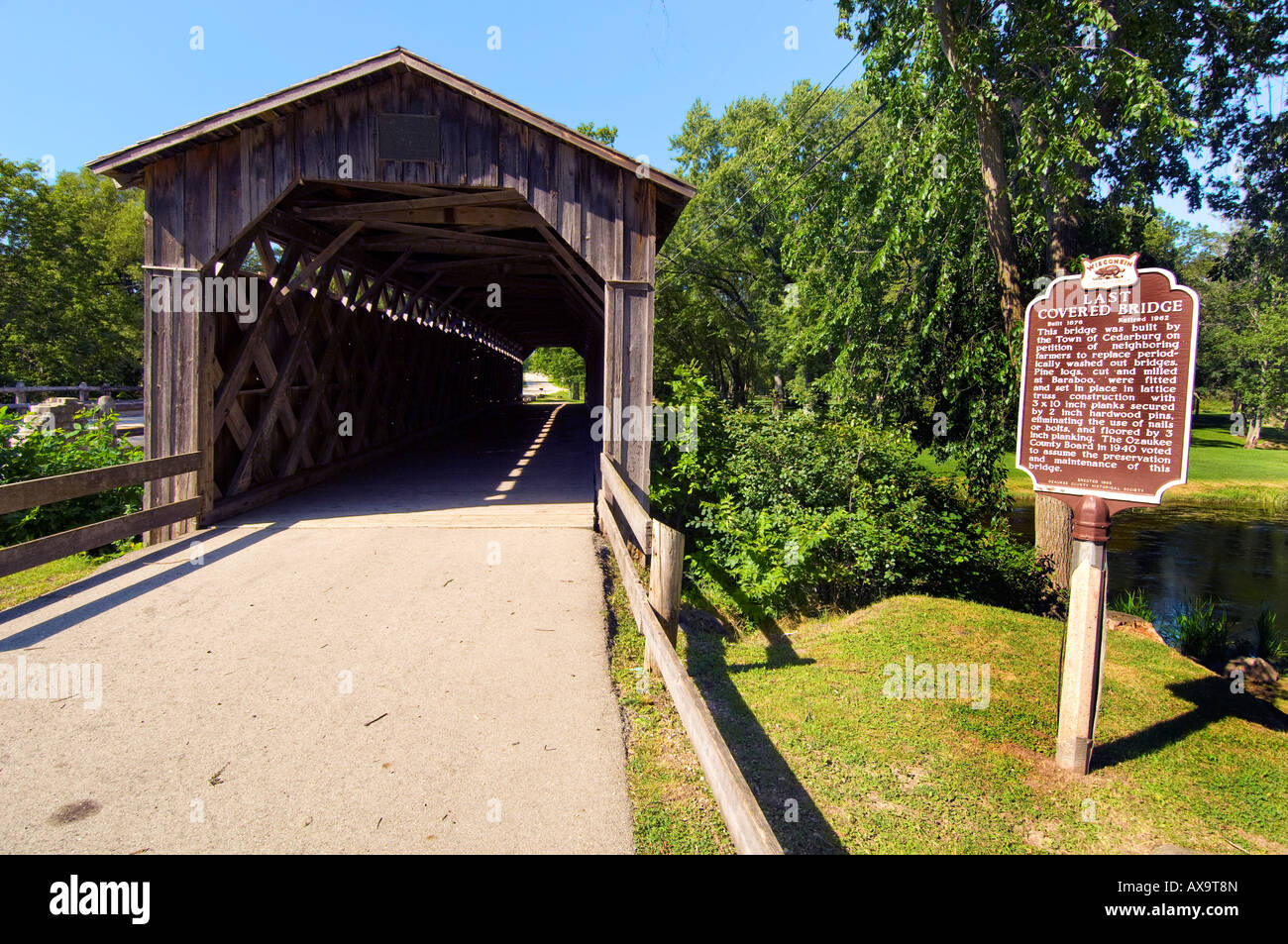The Last Covered Bridge in Wisconsin in Cedarburg Wisconsin Stock Photo ...