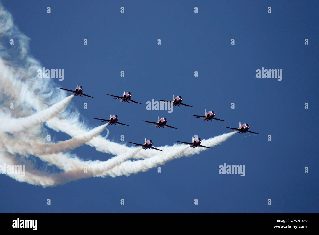 Royal Air Force Hawk T1A aerobatic display team Red Arrows at RIAT 2005 ...
