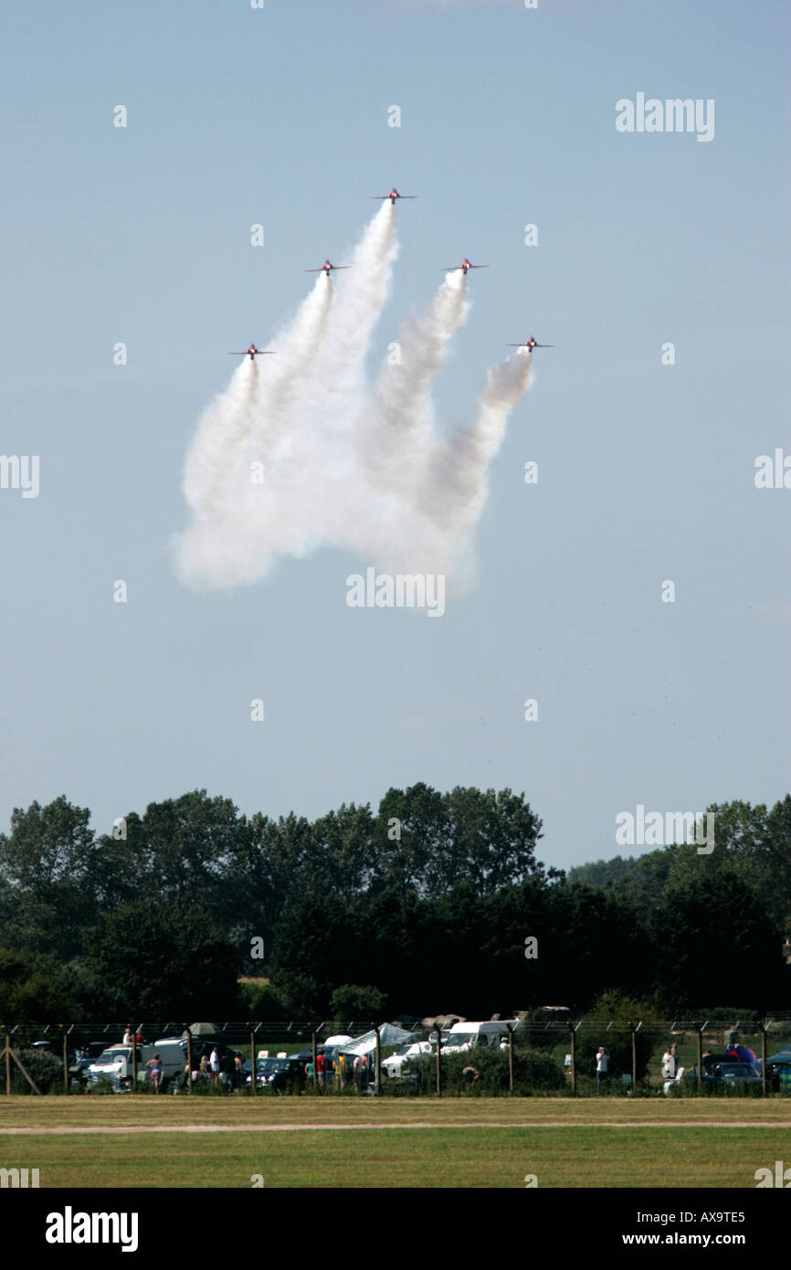 Royal Air Force Hawk T1A aerobatic display team Red Arrows at RIAT 2005 ...