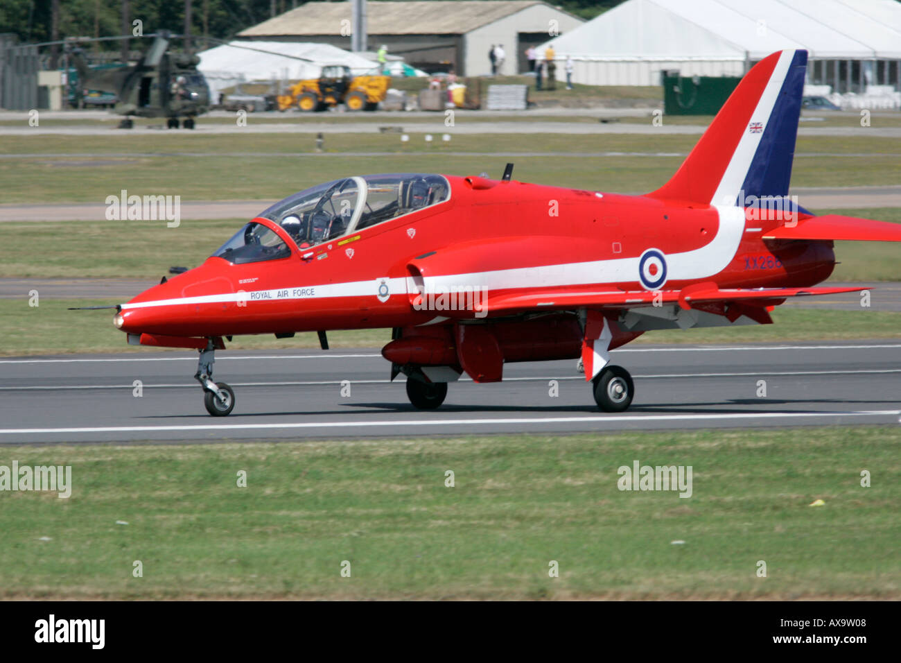 Royal Air Force Hawk T1A aerobatic display team Red Arrows lands at ...