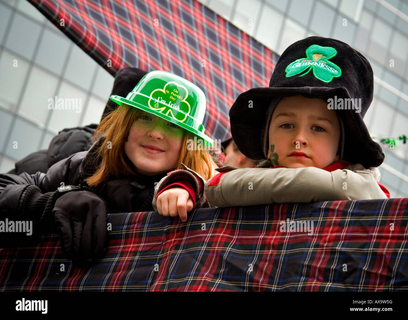 Children on a float at the St Patrick's Day Parade on March 16, 2008 in ...