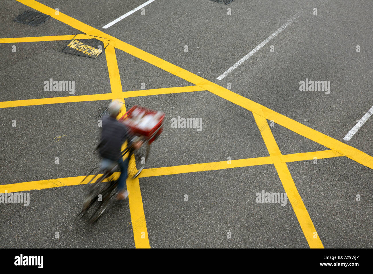 Man on Bicycle Intersection Hong Kong China Stock Photo - Alamy