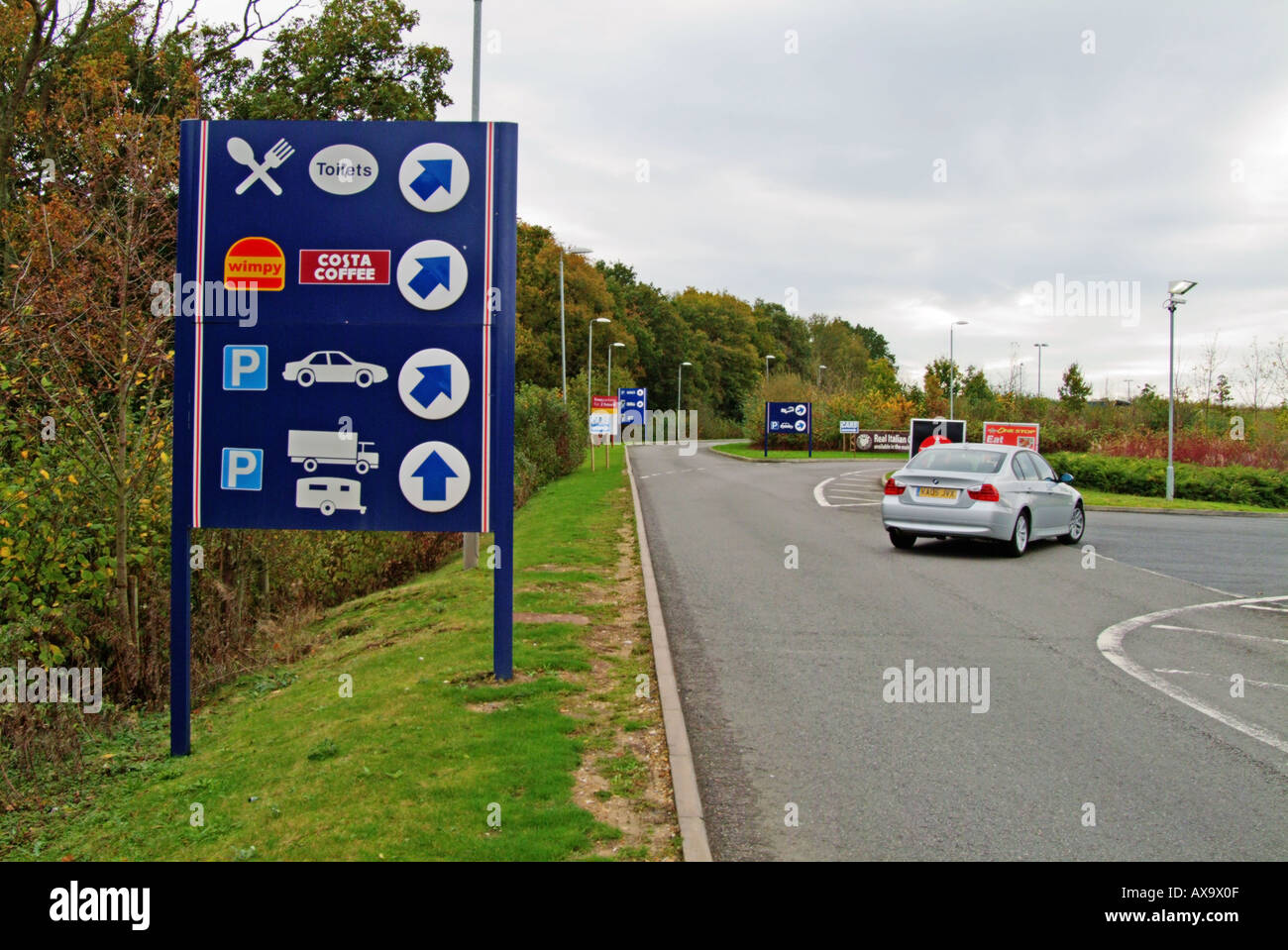 Motorway Service Station Signs Stock Photo - Alamy