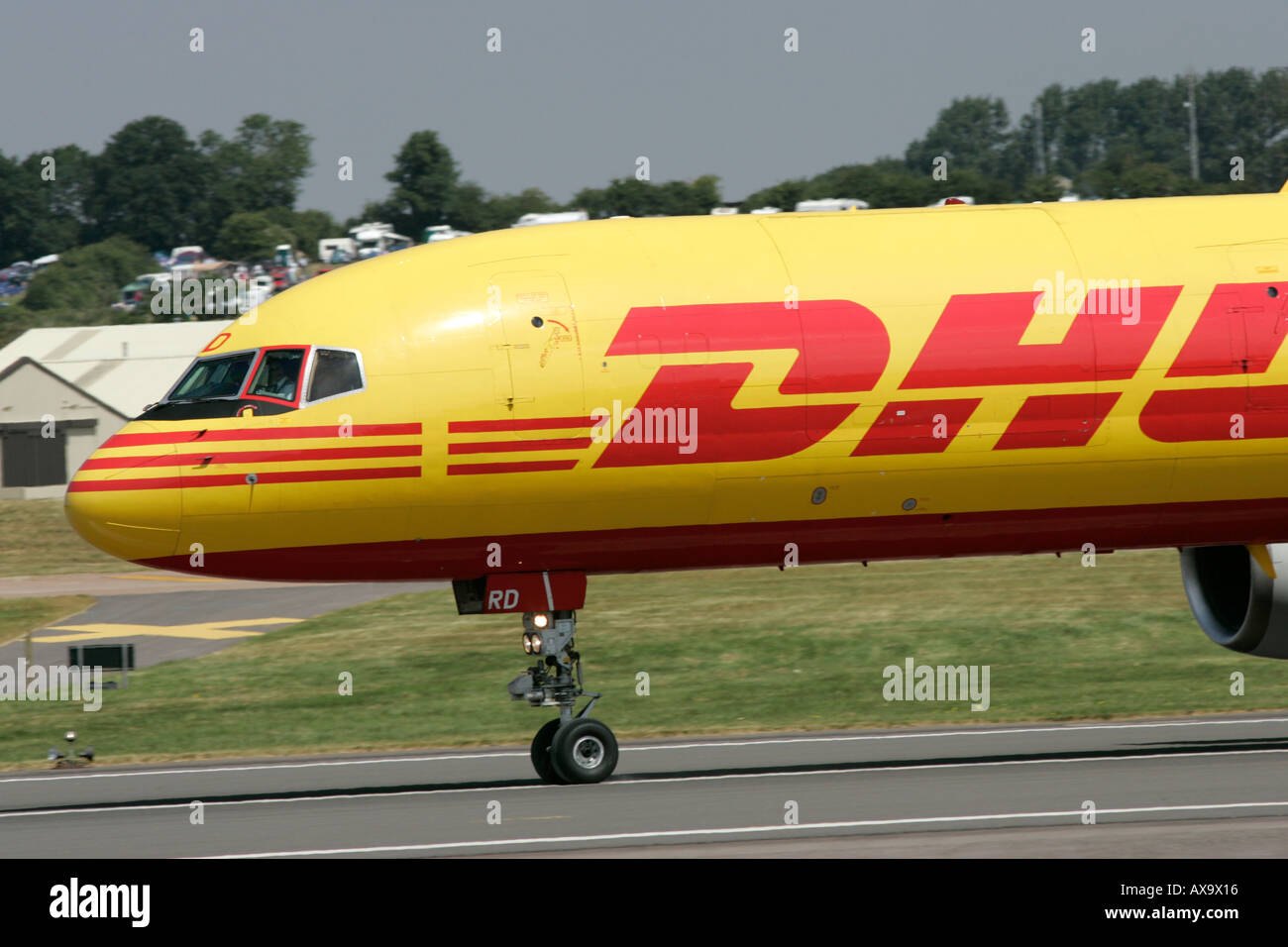 DHL Boeing 757 landing on runway RIAT 2005 RAF Fairford Gloucestershire ...