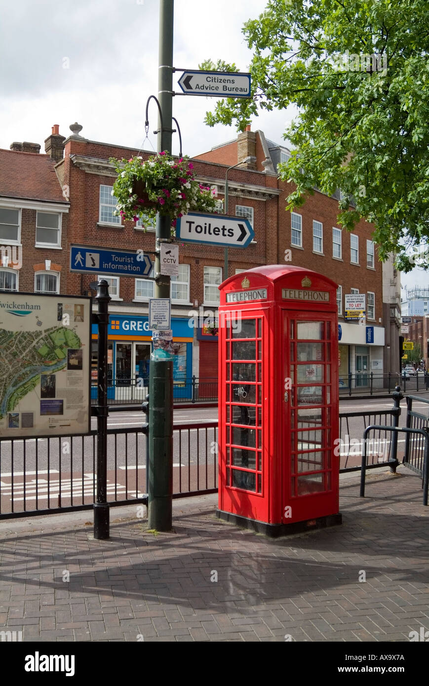 Old Style Red British Phone Booth Stock Photo - Alamy