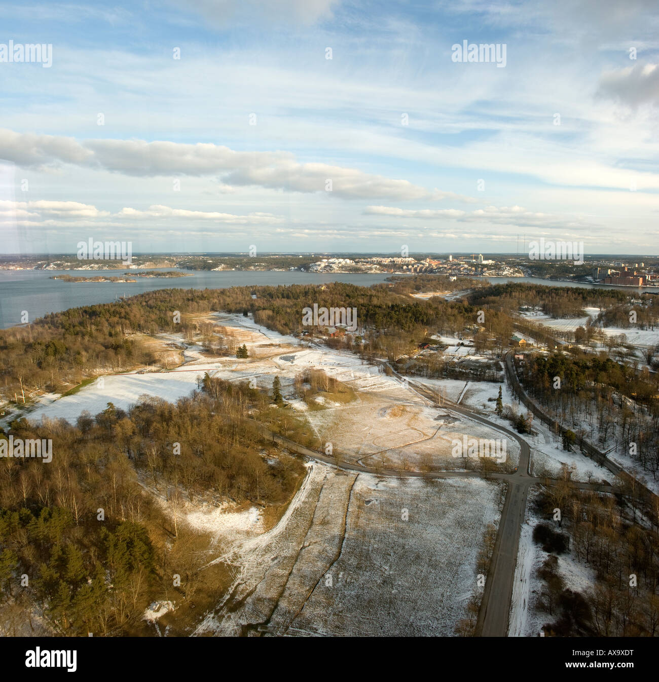 View southwards from the Teracom TV tower in Stockholm with Nacka in ...