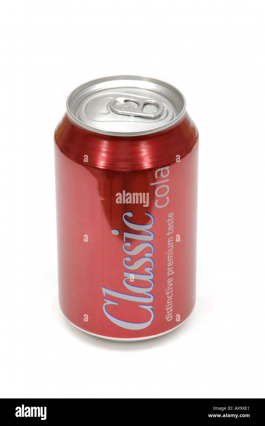 Cola tin can on white background Stock Photo - Alamy