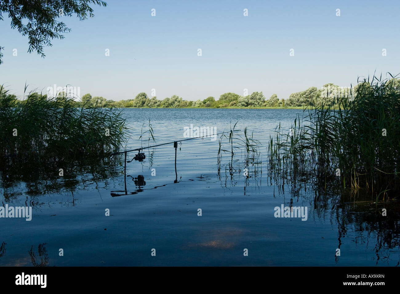 Fishing on the Fen Drayton Ouse Washes nature reserve Stock Photo - Alamy