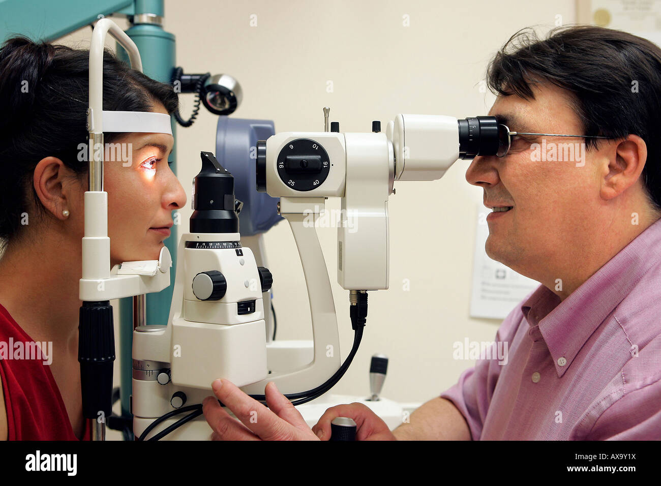 Eye examination using slit lamp hi-res stock photography and images - Alamy