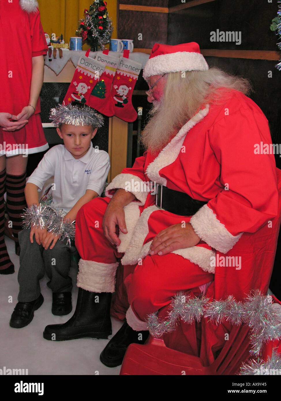 boy visiting Santa s Grotto Stock Photo - Alamy