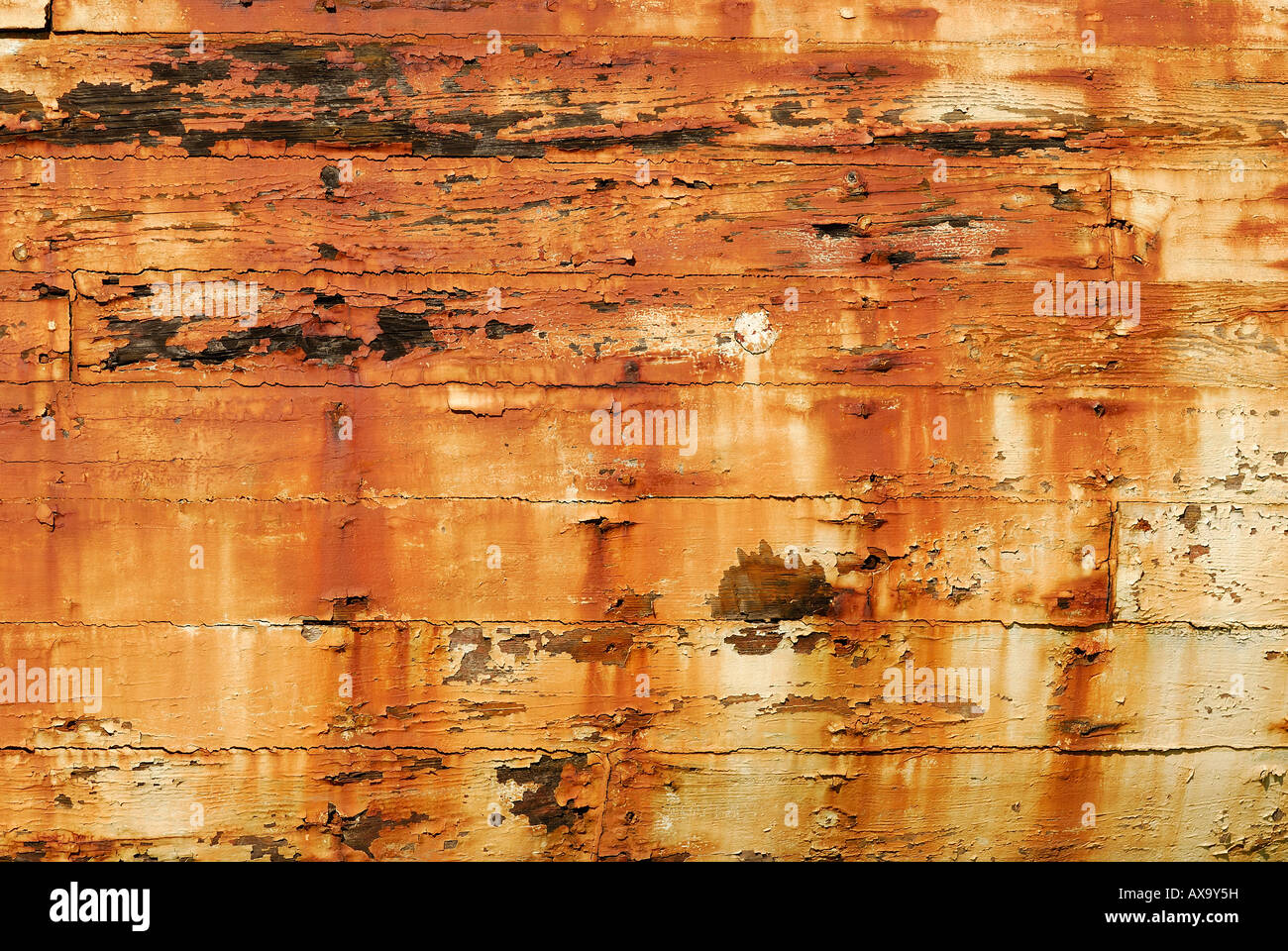 rust and flaking paint on an old timber framed boat Stock Photo - Alamy