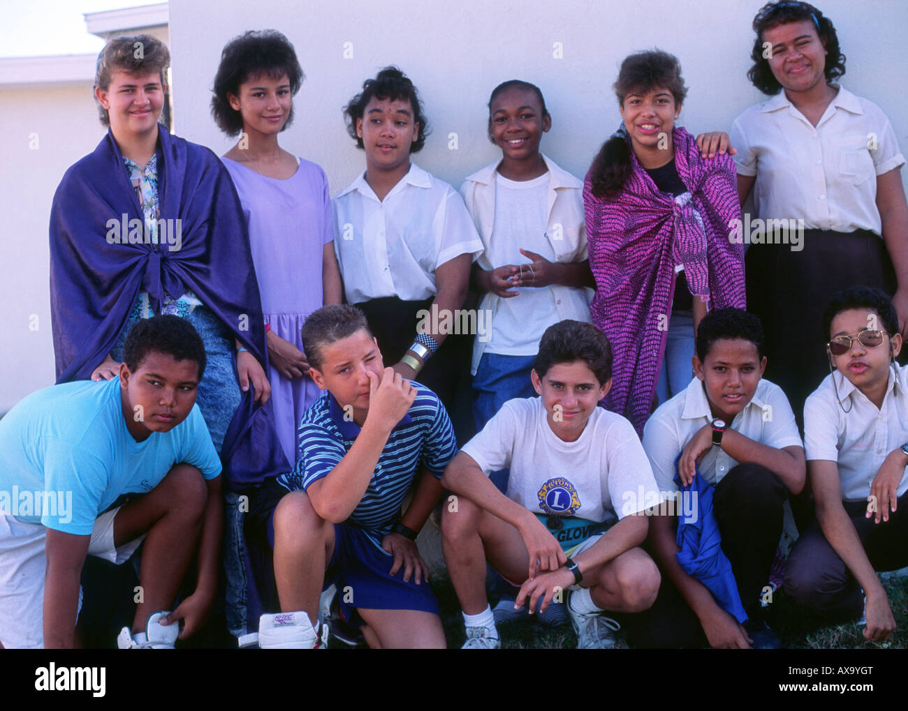 Group of students Cayman Brac High School, Cayman Islands Stock Photo ...