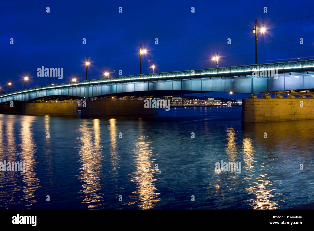 Night Bridge across Neva river in St Petersburg Russia Stock Photo - Alamy