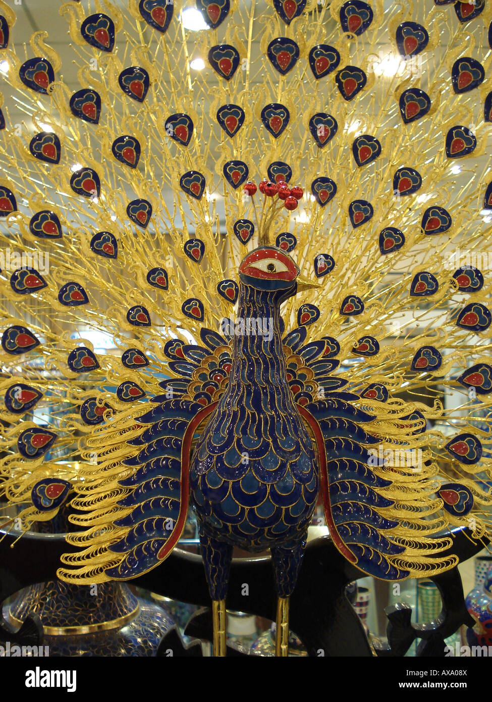 Enamelled peacock in Chinese shop Beijing Stock Photo - Alamy