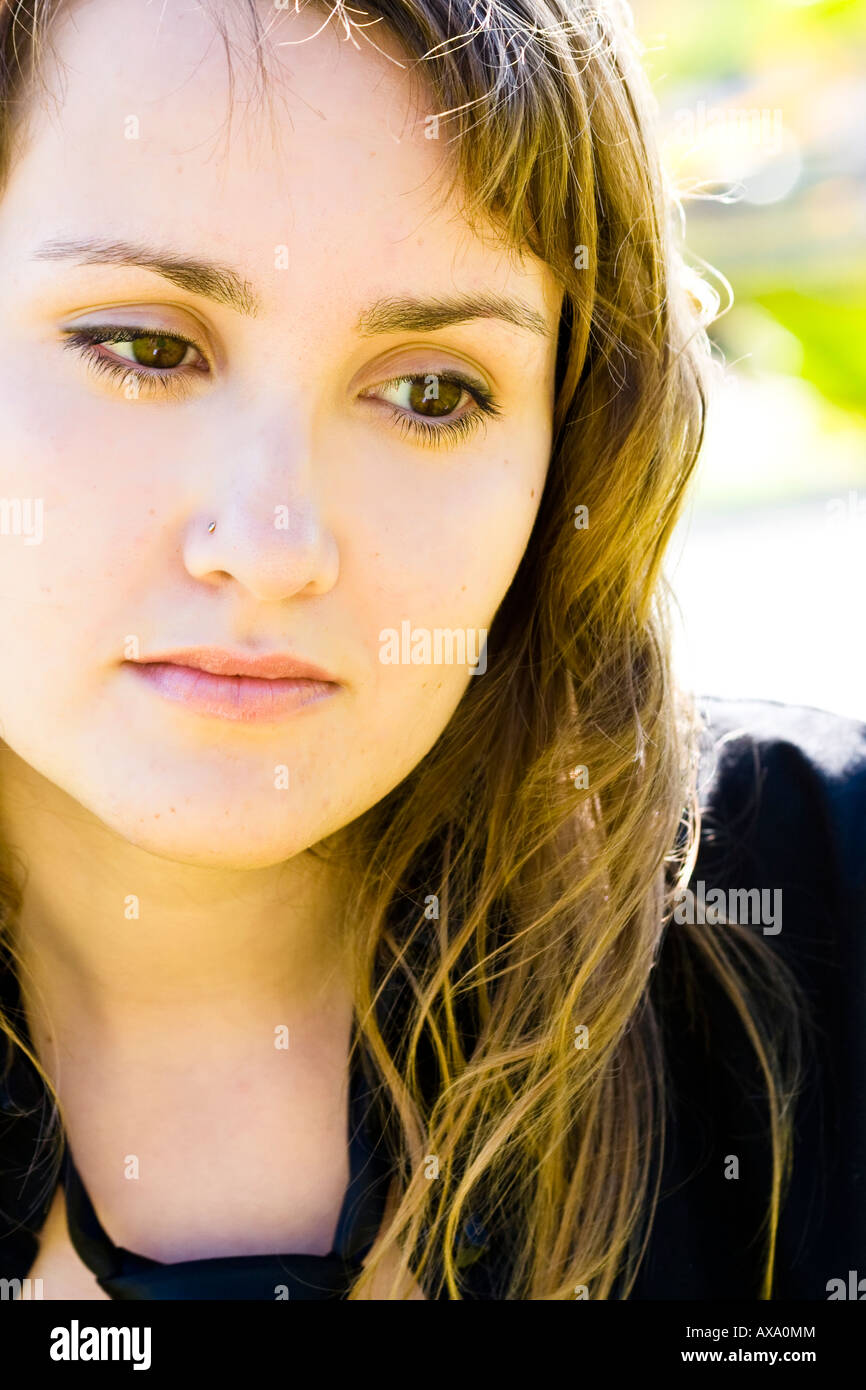 Beautiful blond portrait looking down Stock Photo - Alamy