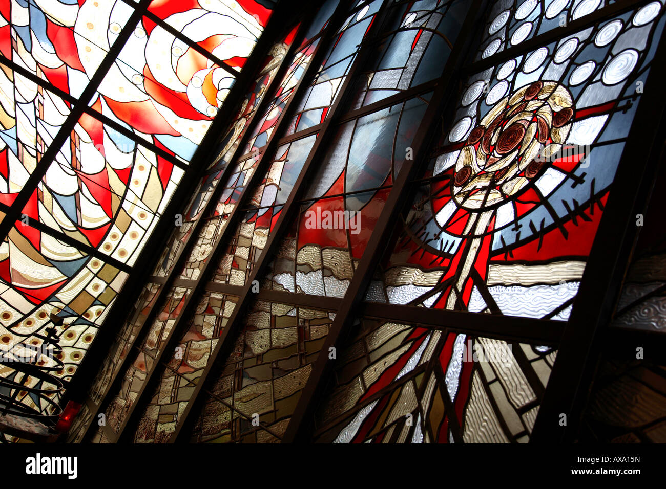 Modern stainglass windows in the chapel of St James church Sydney ...
