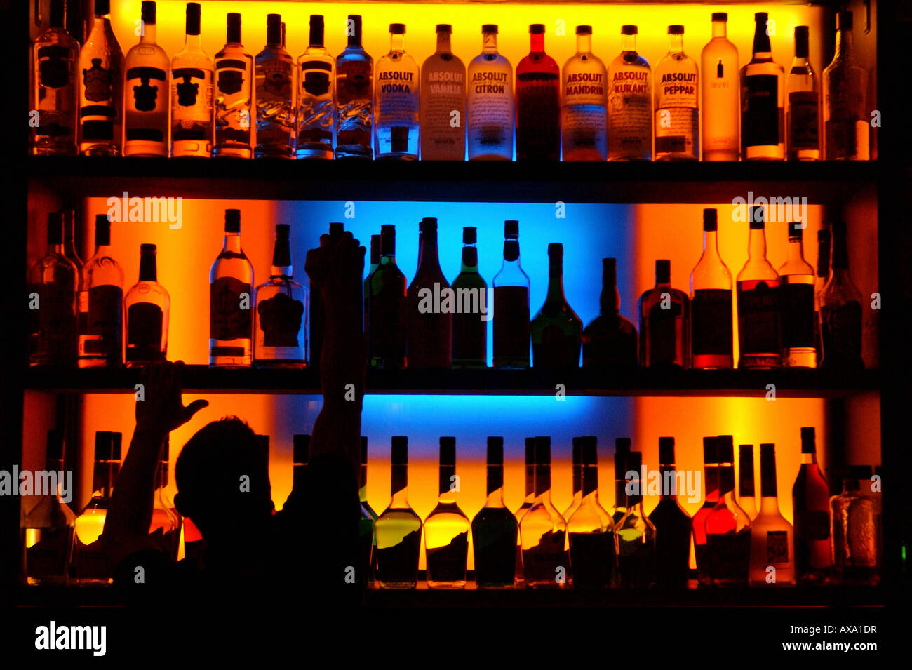 Bottles in a cocktail bar Stock Photo - Alamy