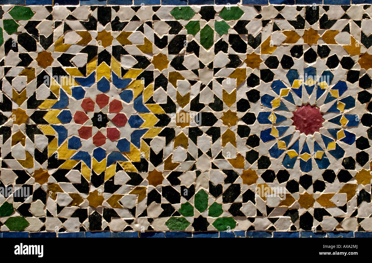 Panel with zelij tiles Marrakech Morocco Stock Photo - Alamy