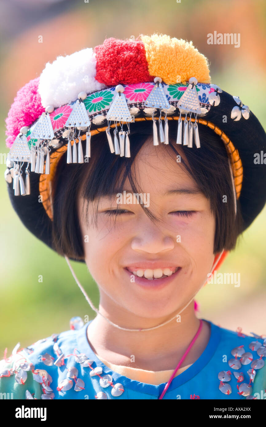 Hmong girl in traditional dress in Northern Thailand Stock Photo - Alamy