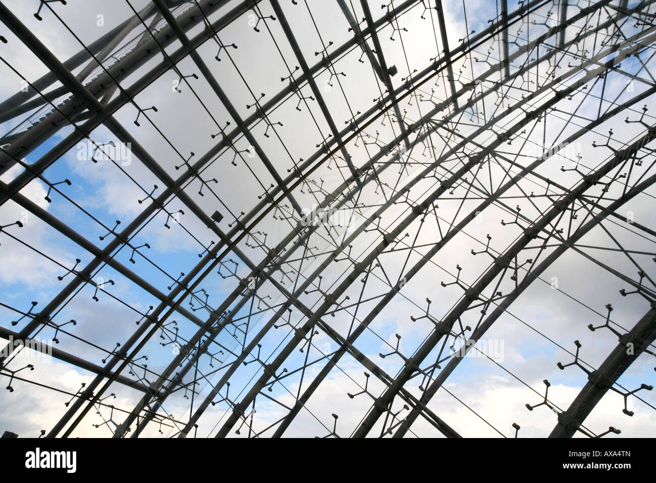steel frame roof of the exhibition hall in Leipzig, Germany, BR ...